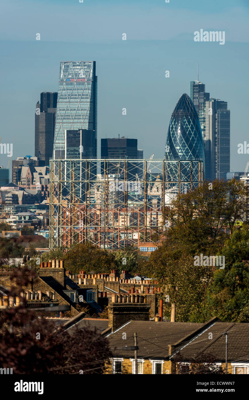 An old Gas Tower or Gas Holder in South London and views of the ...