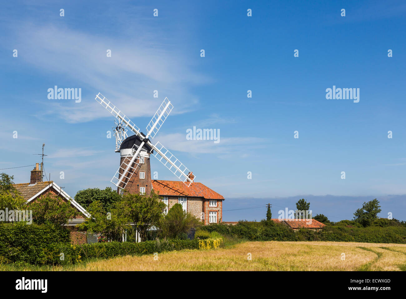 Windmill at Weybourne, north Norfolk, UK, now converted with an ...