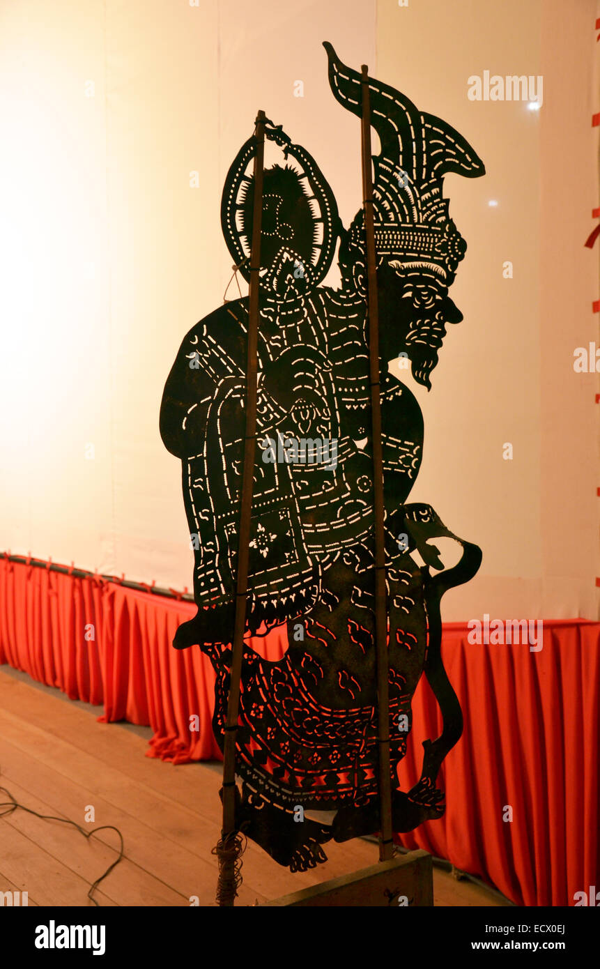 Thai people playing Nang Yai or Large Puppets Shadow Play for show ...