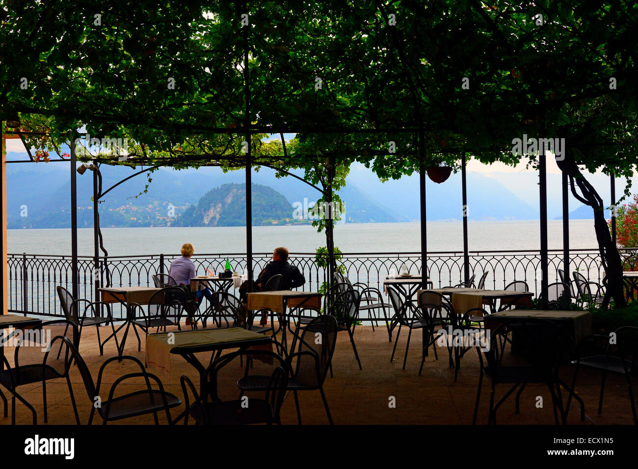 Outdoor cafe Varenna Lake Como Italy Lombardy IT EU Europe Stock Photo ...