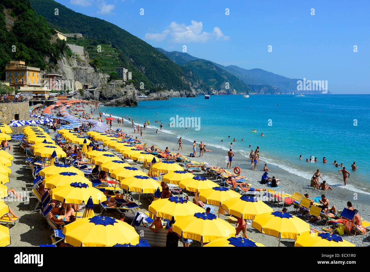 Monterosso Beach Umbrellas Cinque Terre Italy Italian Riviera Liguria ...