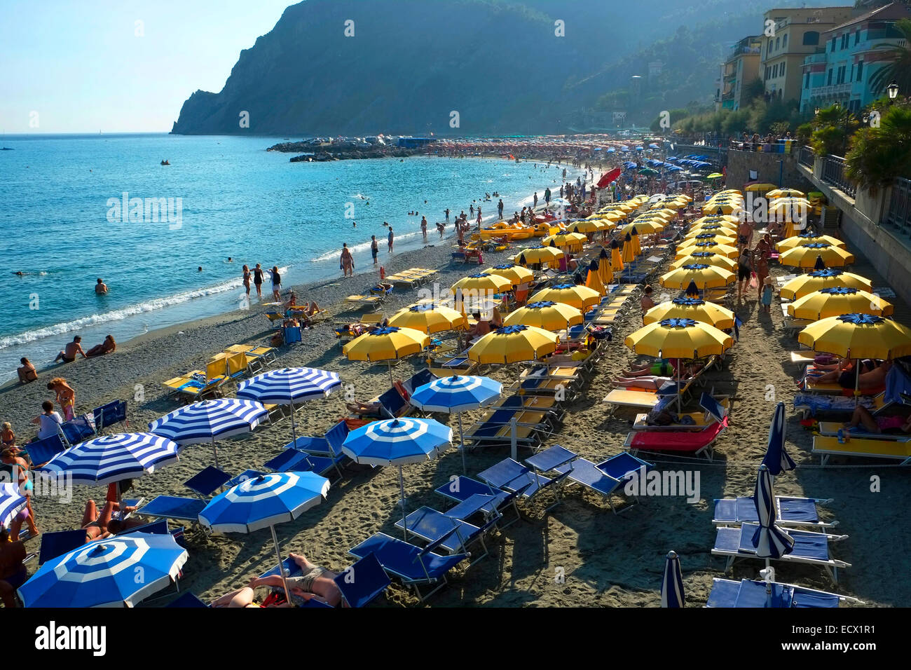 Monterosso Beach Umbrellas Cinque Terre Italy Italian Riviera Liguria ...