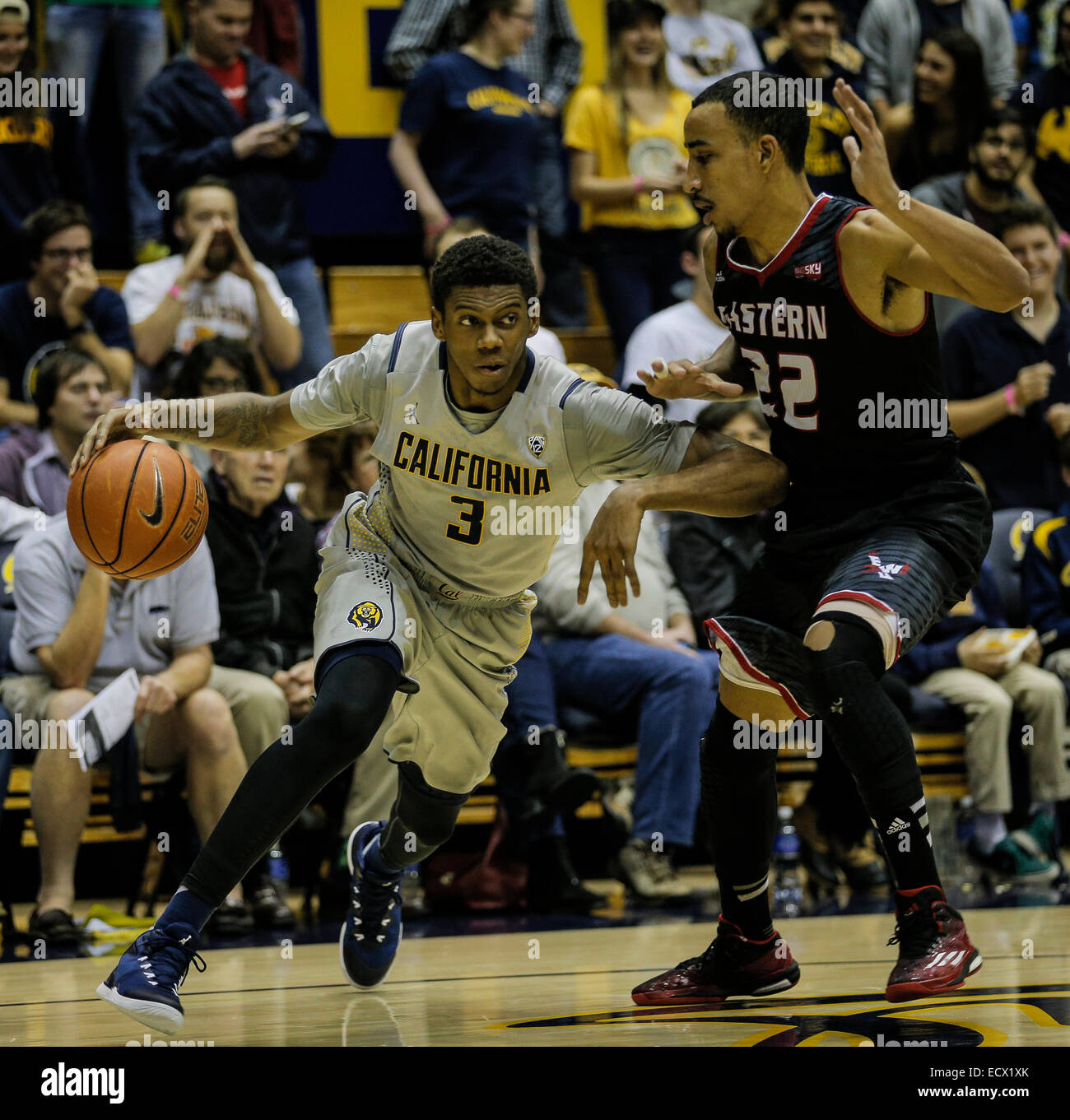 Berkeley, California, USA. 19th Dec, 2014. California G # 3 Tyrone Wallace drive to the baseline ...