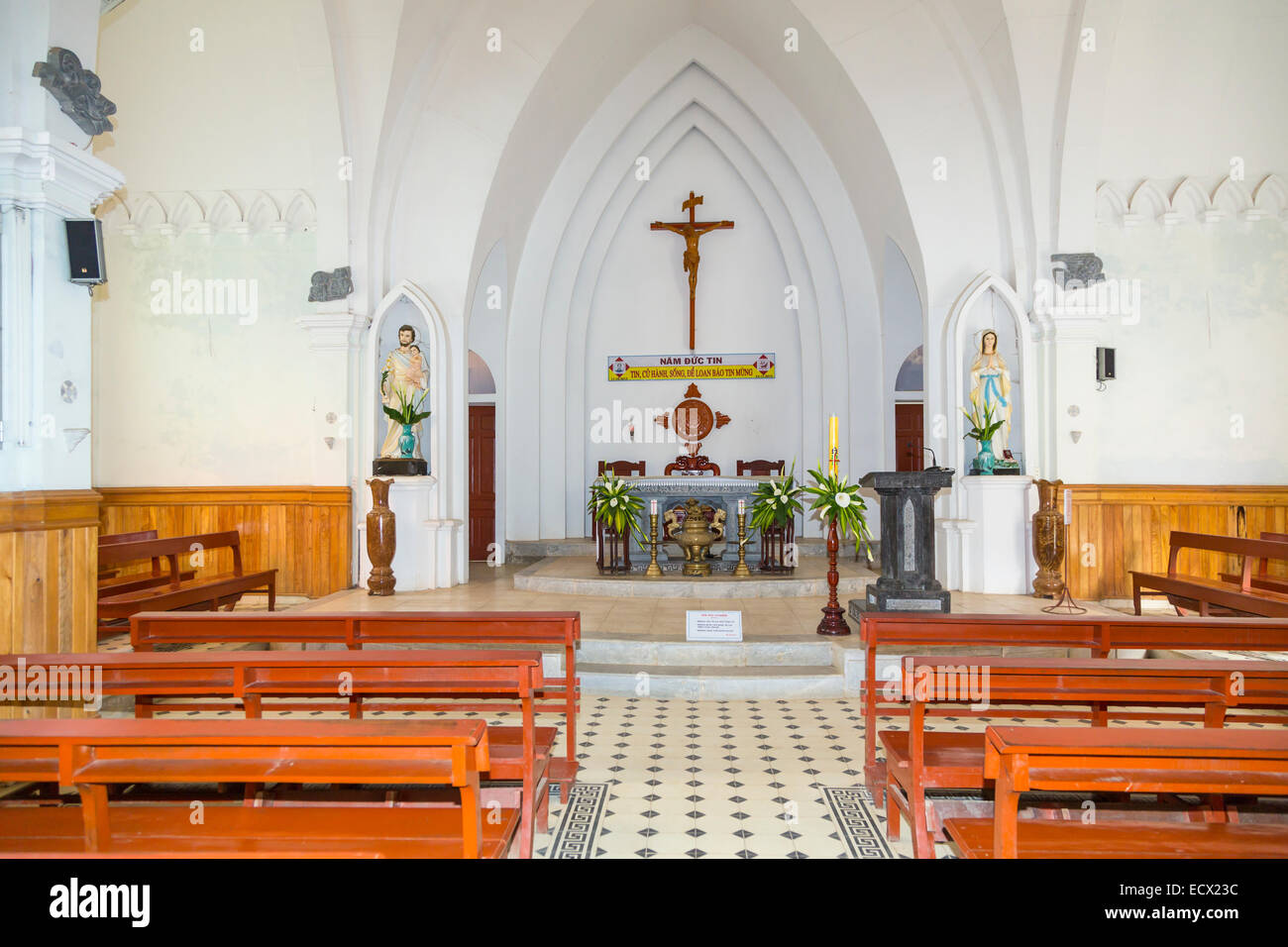 The interior of the Catholic church in Sapa, Vietnam, Asia Stock Photo ...