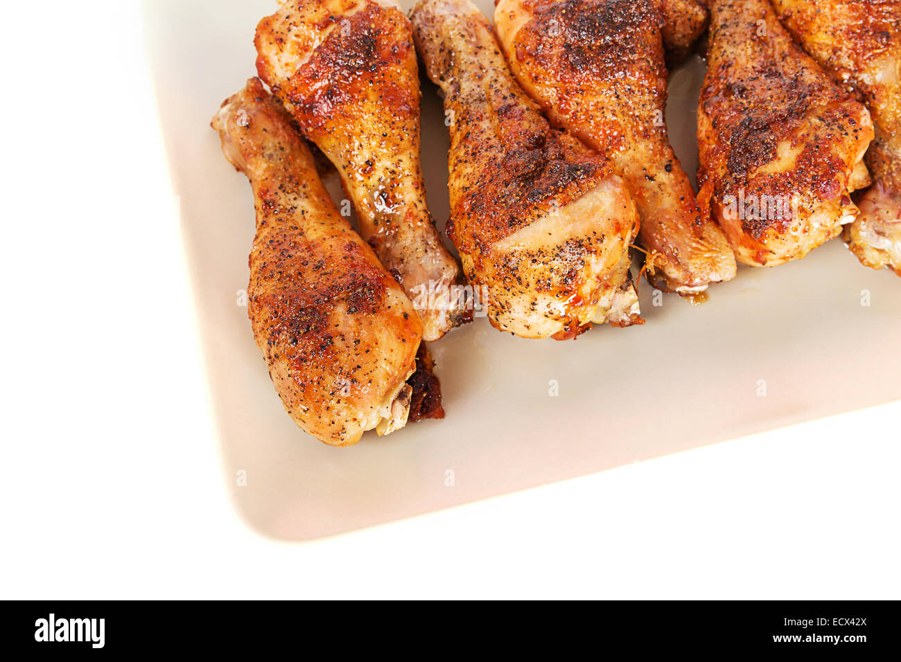 Roasted chicken background on the white background Stock Photo - Alamy