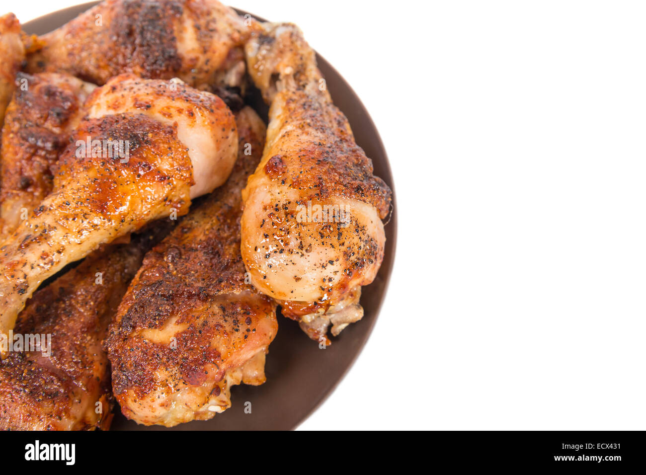 Roasted chicken background on the white background Stock Photo - Alamy
