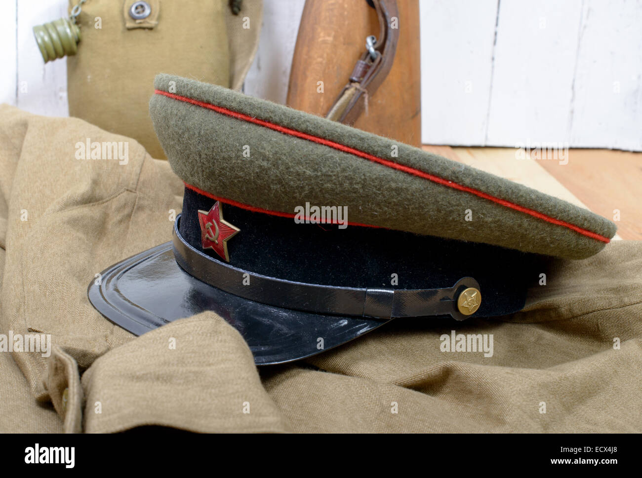 soviet soldier cap on the white background Stock Photo - Alamy