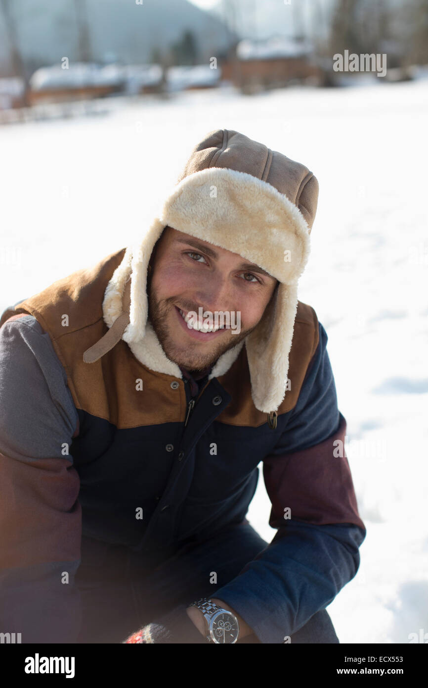 Portrait of man in snow Stock Photo - Alamy