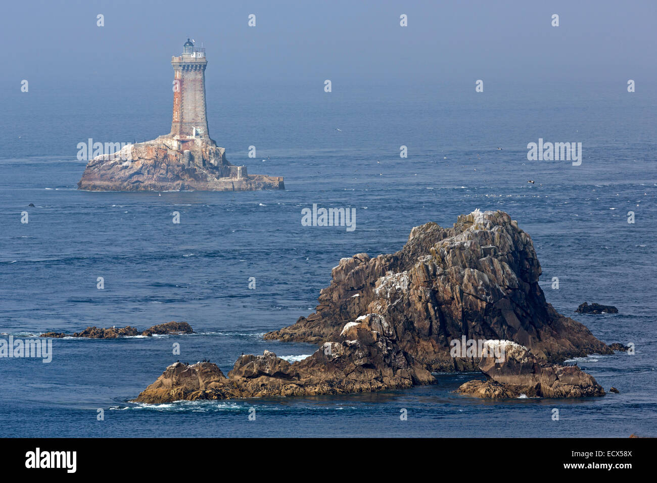 Pointe du Raz with lighthouse, Sizun, Brittany, France, Europe Stock ...