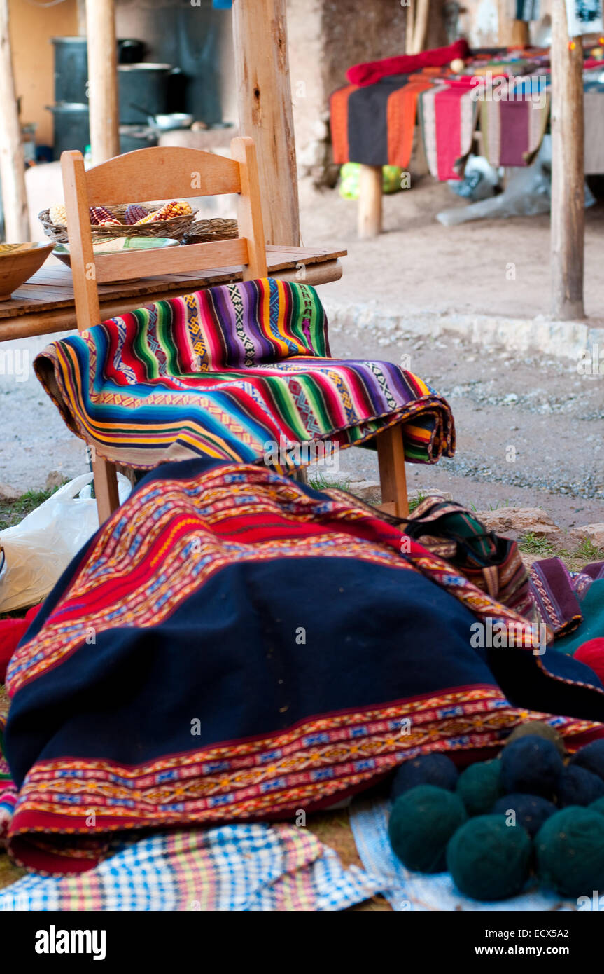 Colorful Fabric at the market in Peru Stock Photo - Alamy