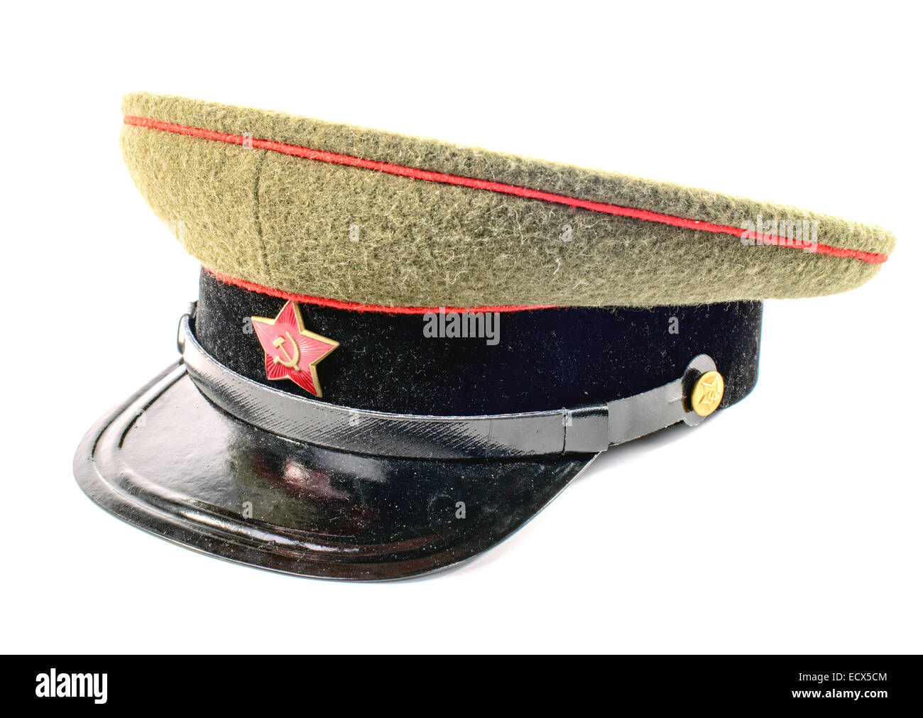 soviet soldier cap on the white background Stock Photo - Alamy