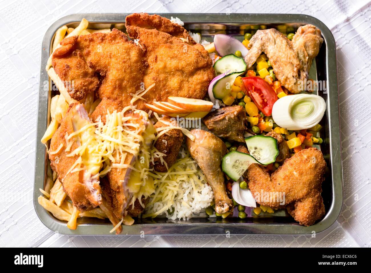 Delicious food on white plate Stock Photo - Alamy