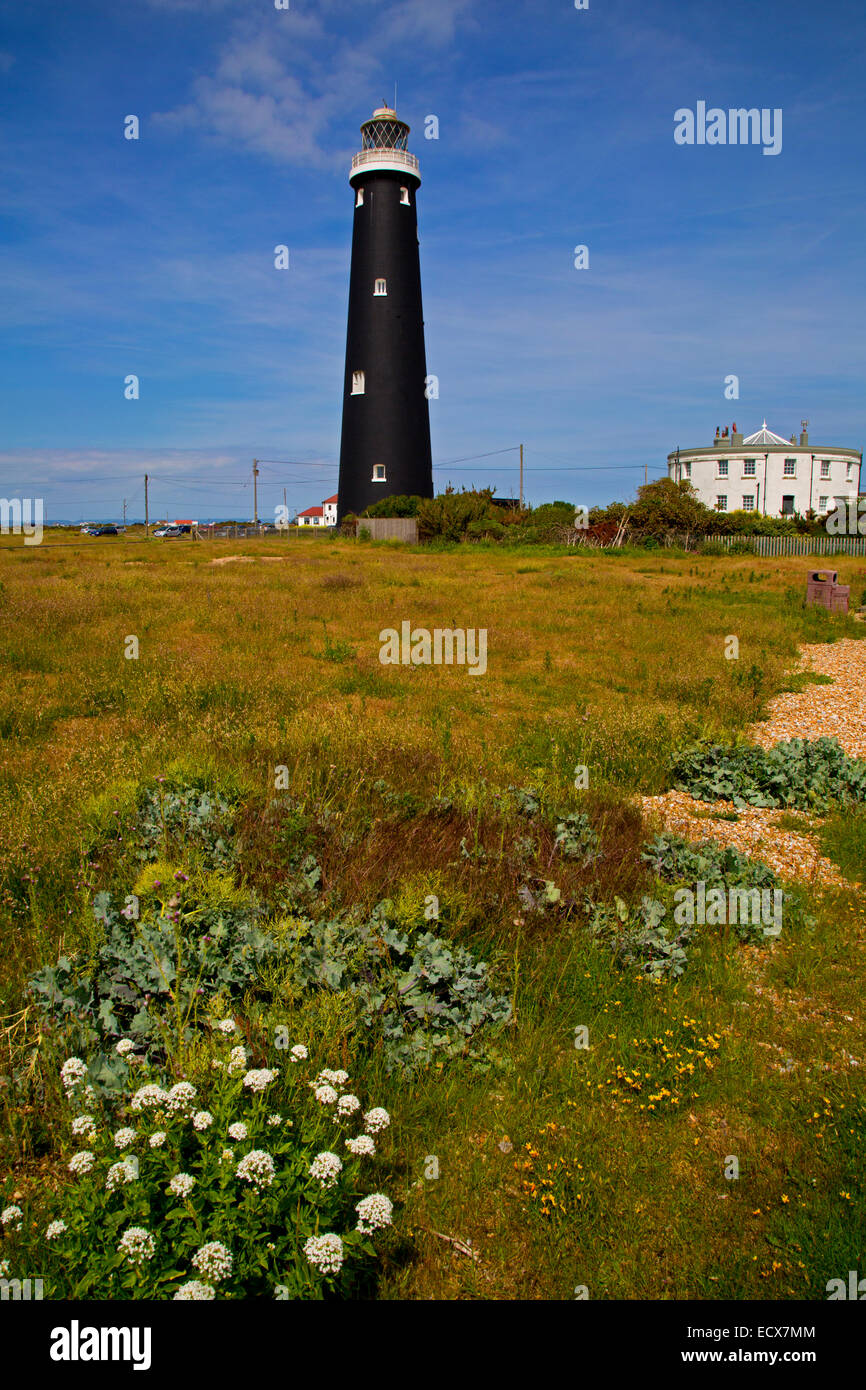 Old Lighthouse near Dungeness Nuclear Power Station in Kent Stock Photo ...
