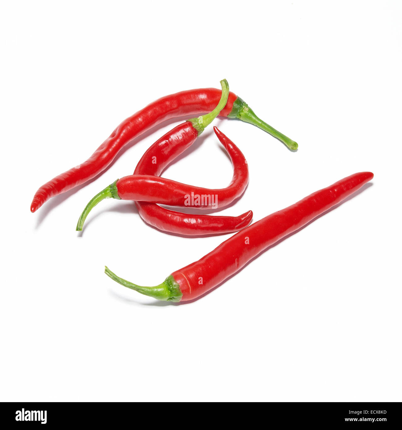 Stack of red hot chili peppers isolated on white Stock Photo - Alamy