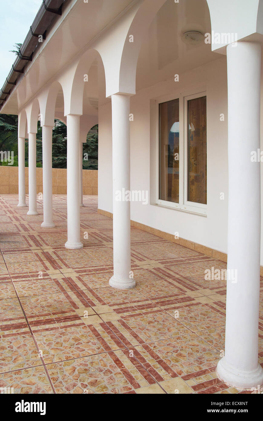 White columns in front of the house Stock Photo - Alamy