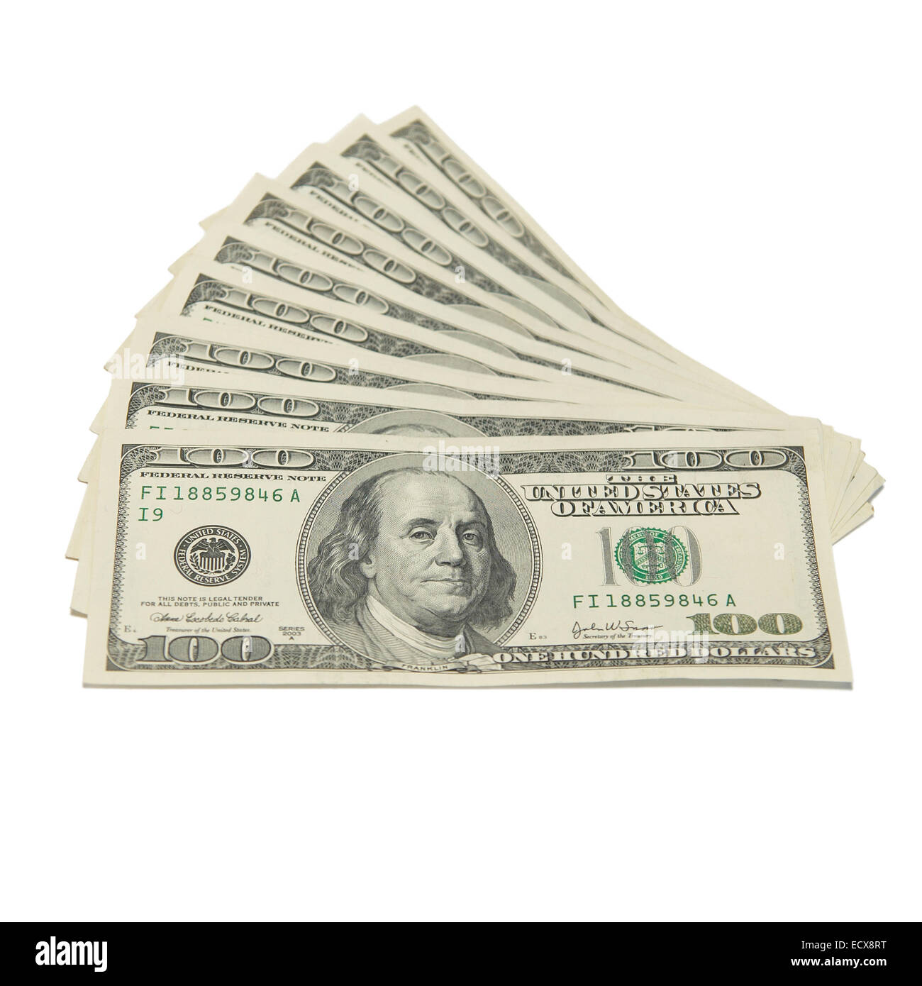 Stack of american dollars isolated on white Stock Photo - Alamy