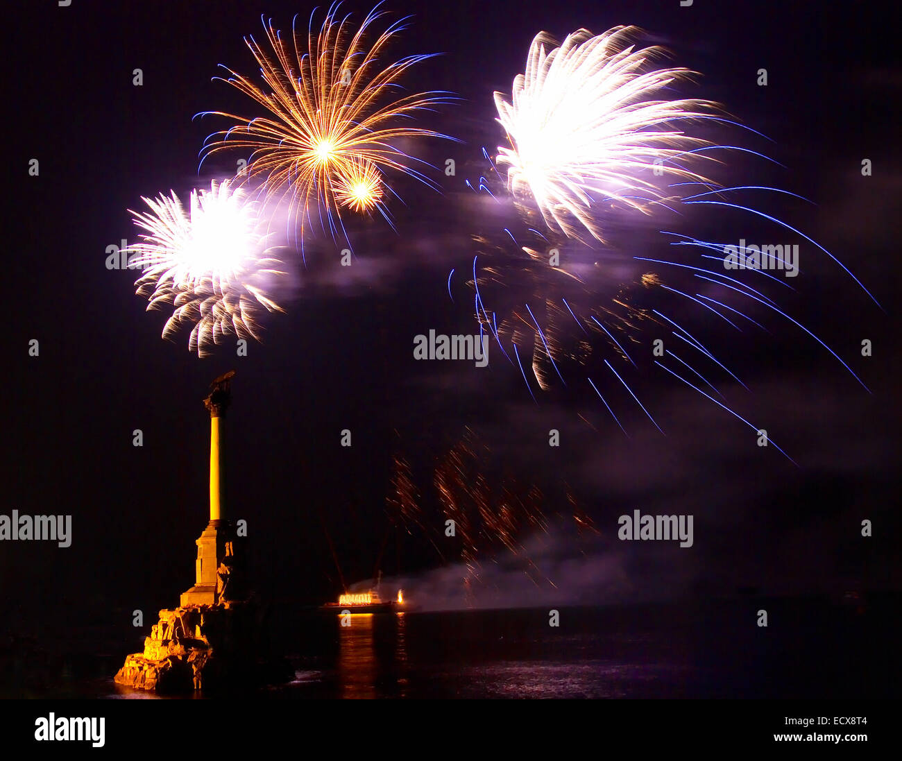 Salute, fireworks above the Sevastopol bay Stock Photo - Alamy