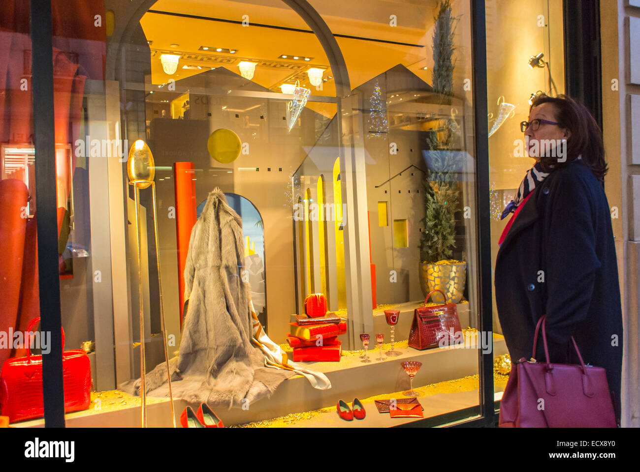 Paris, France, Woman Luxury Fashion Brands, Window Shopping, Outside ...
