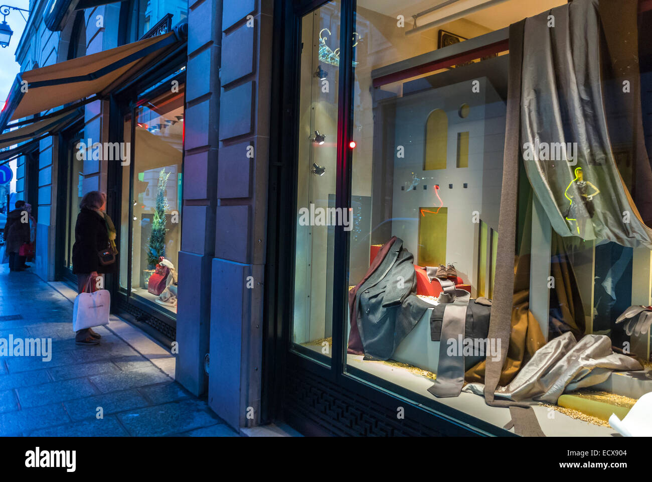 Paris, France, Woman Luxury Fashion Brands Window Shopping, Outside ...