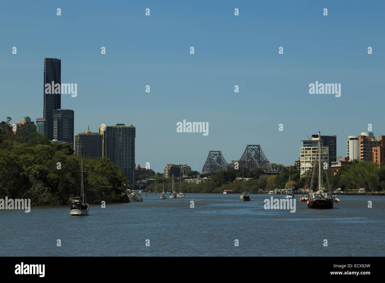 A photograph of some high rise buildings in Brisbane, on the Brisbane ...
