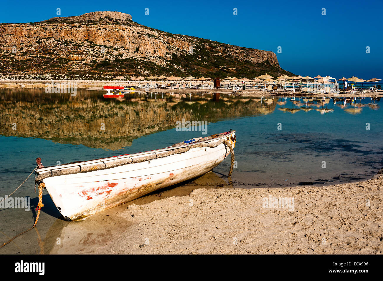 Alone boat on Balos lagoon, Crete Island Stock Photo - Alamy