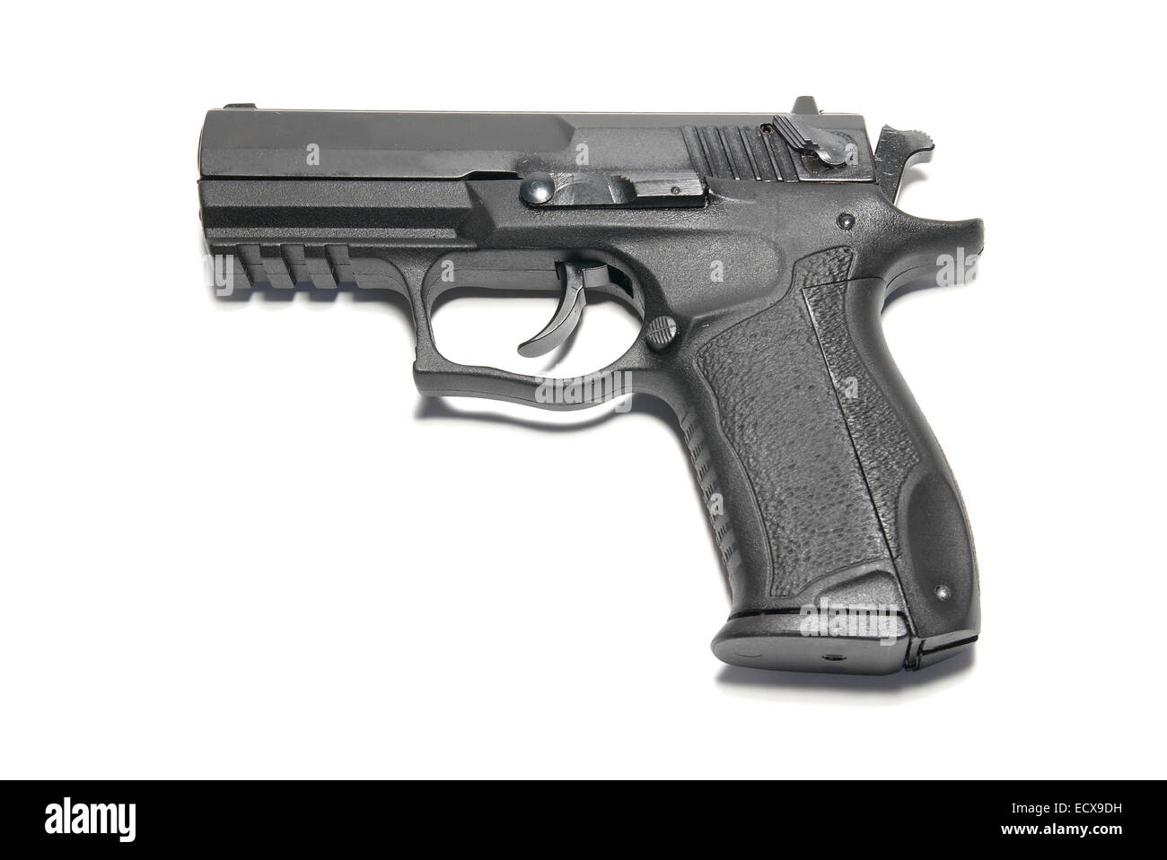 The black gun isolated on white background Stock Photo - Alamy