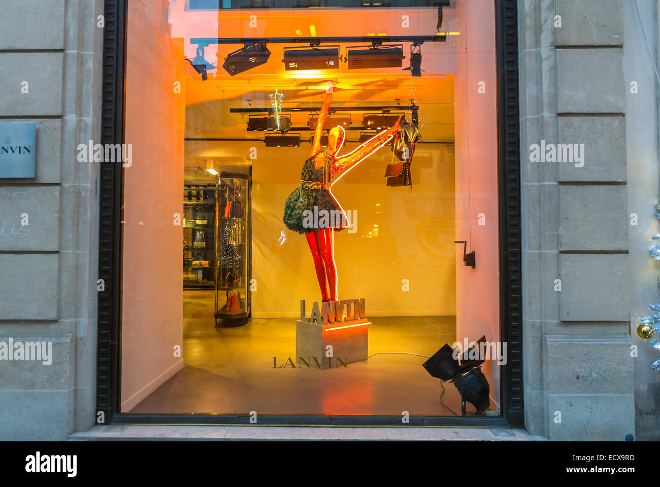 Paris, France, Outside, Front Window Display, Night, Luxury Product ...