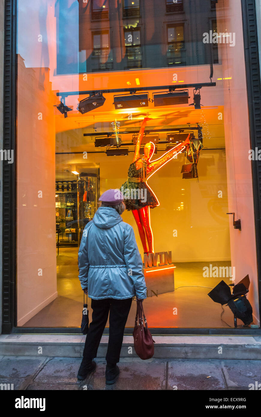 Paris, France, Woman luxury Fashion Brands, Shop Front, window shopping ...