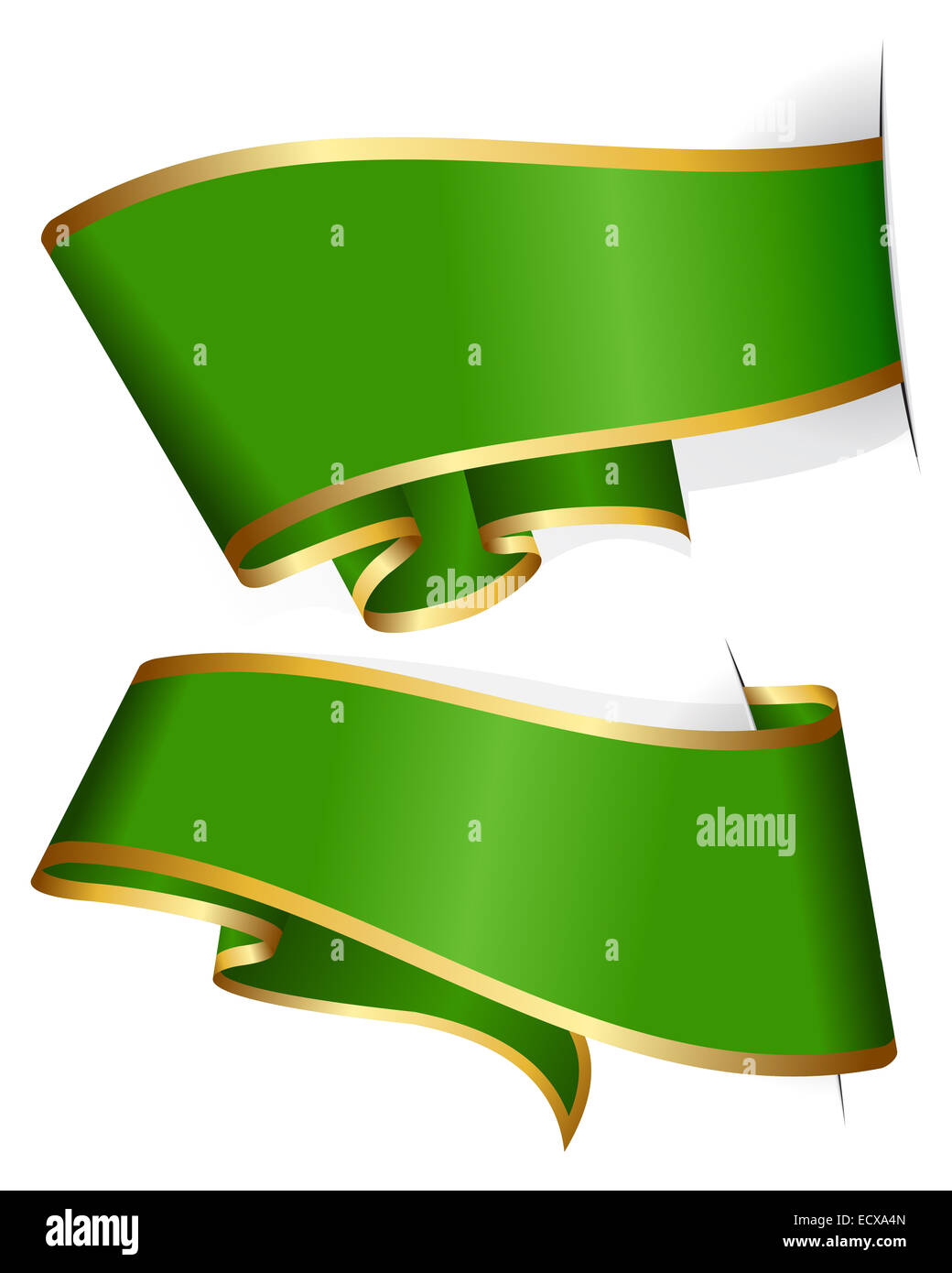 Green ribbon collection isolated on white background Stock Photo - Alamy