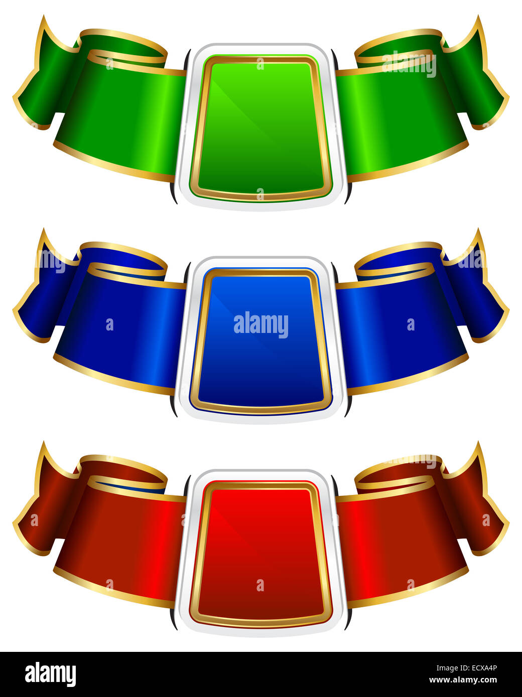 Collection frame with ribbon in 3 color on white Stock Photo - Alamy