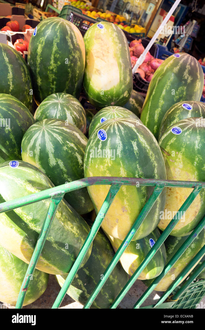 Big watermelons on the market in Greece Stock Photo - Alamy