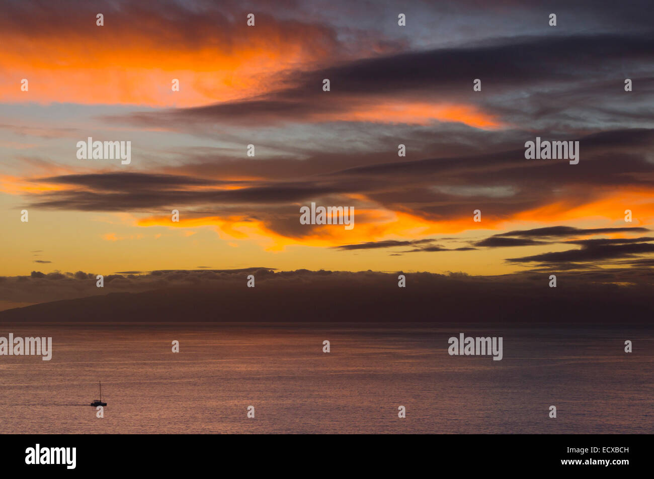 Tenerife - sunset view of La Gomera island seen from Puerto Santiago ...