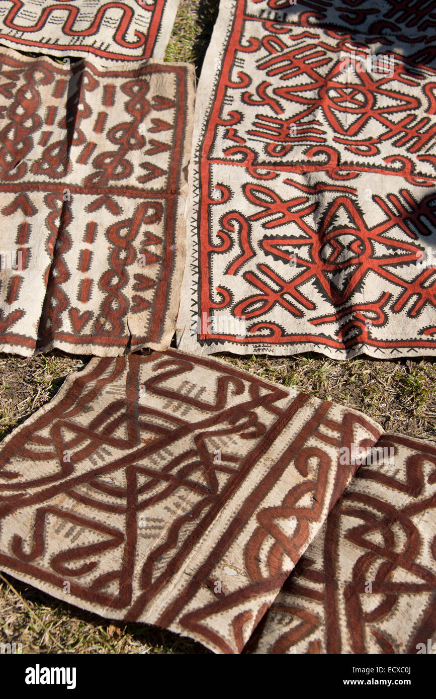 Melanesia, Papua New Guinea, Tufi. Traditional handmade tapa cloth ...