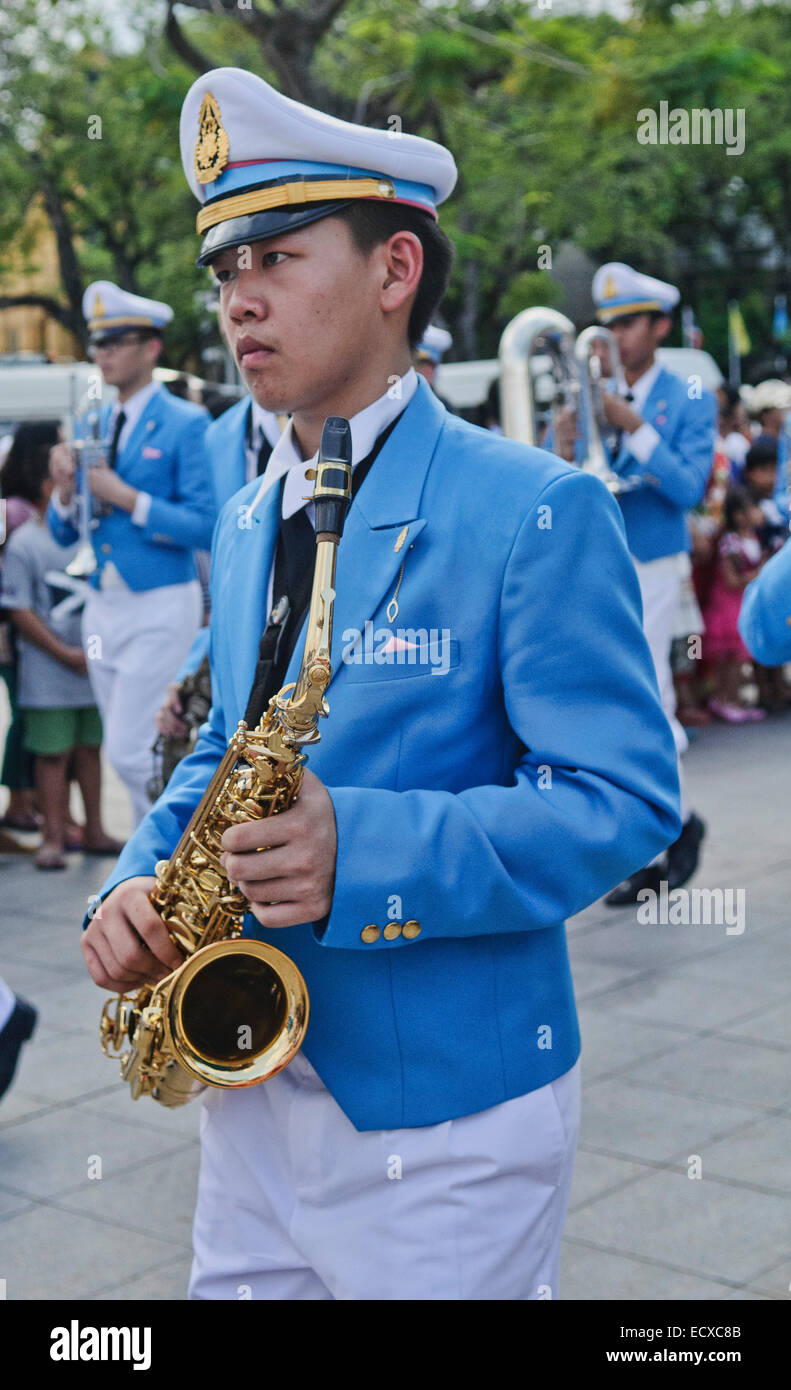 Flute player at a band during the Harmony World Puppet Festival parade ...