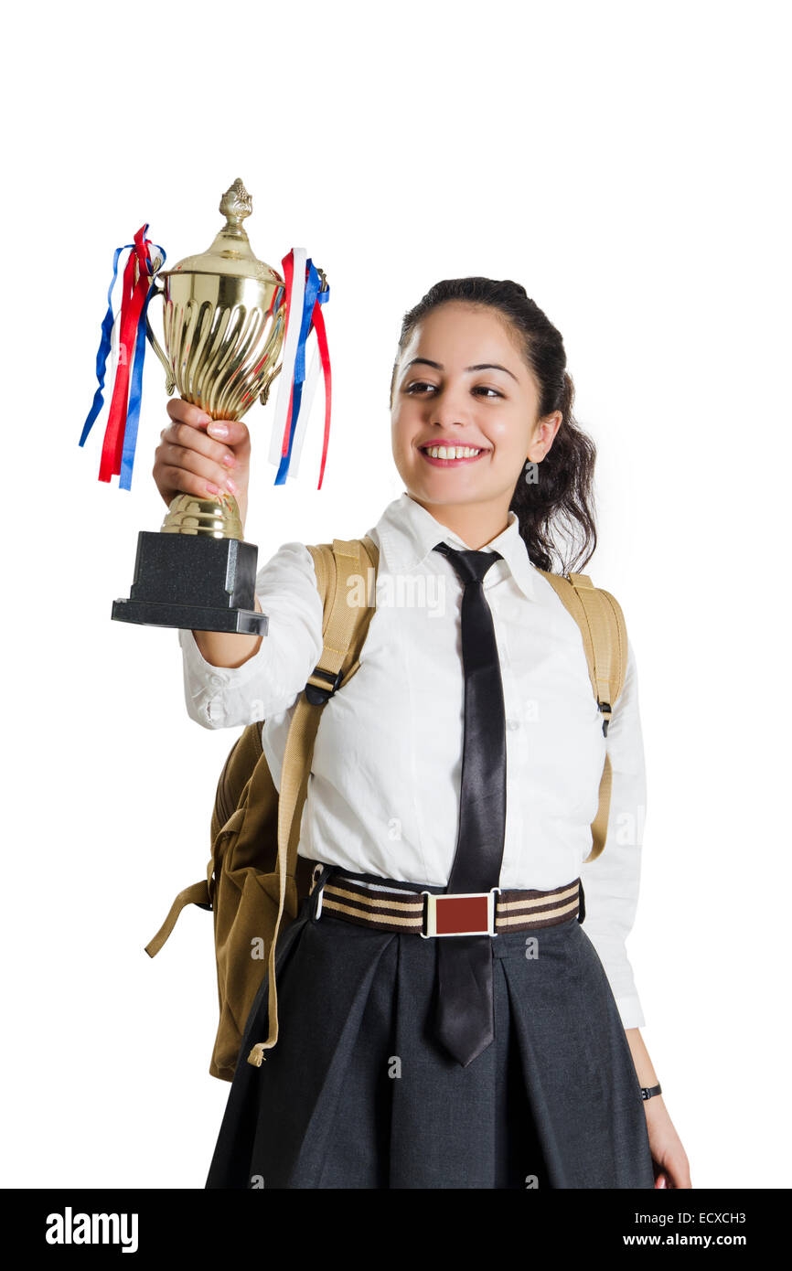 1 indian school girl student Victory Trophy Stock Photo - Alamy
