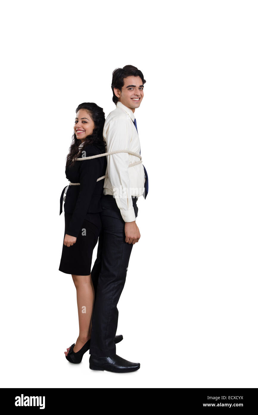 Businesswoman tied up ropes hi-res stock photography and images - Alamy