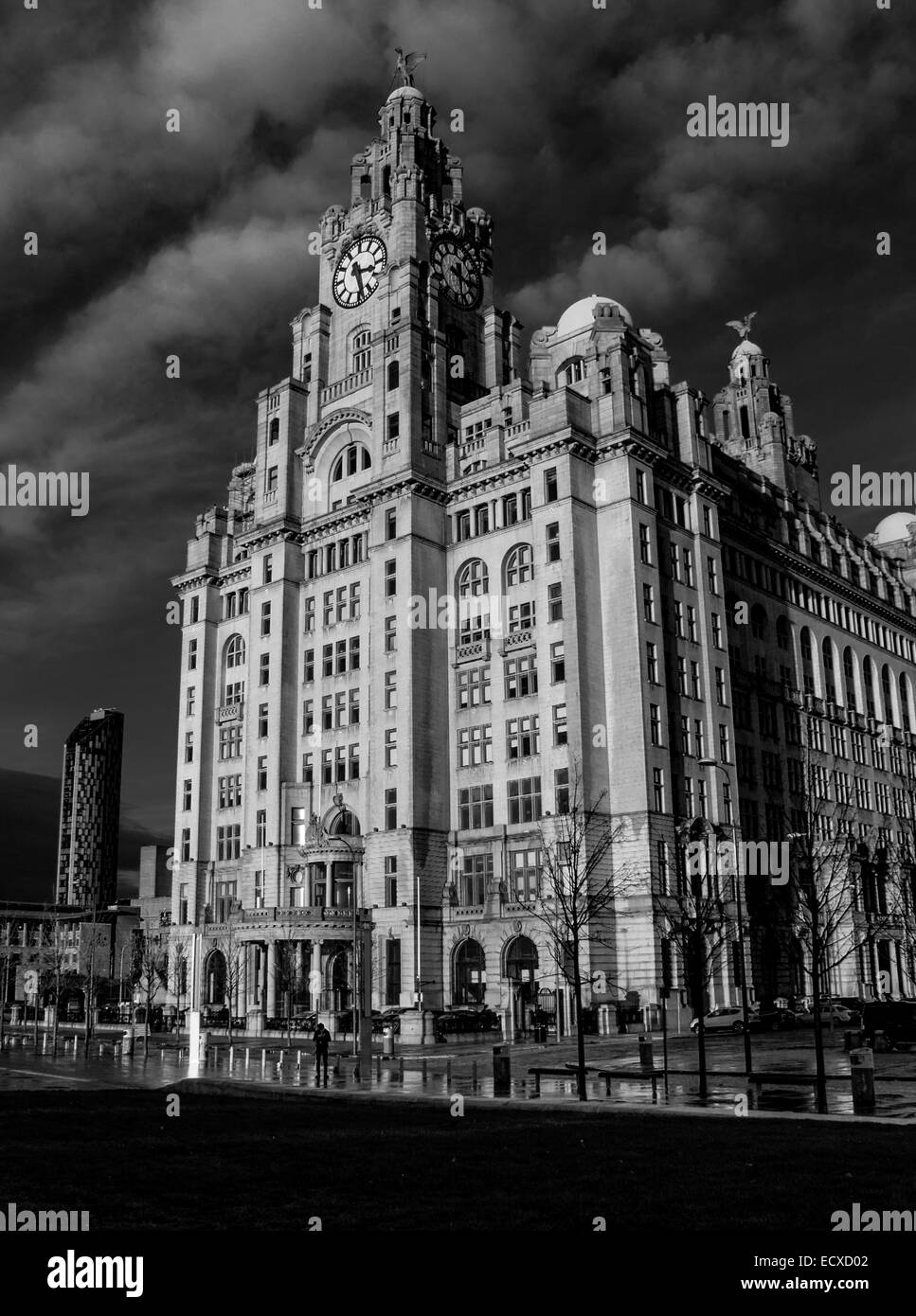 Two of the three graces of liverpool Black and White Stock Photos ...