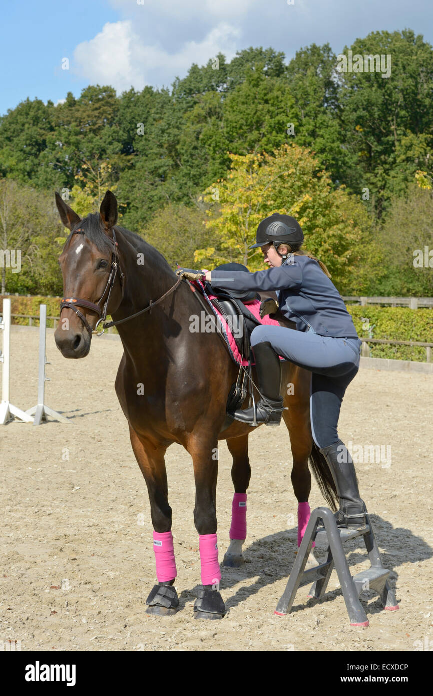 Rider mounting horse hi-res stock photography and images - Alamy
