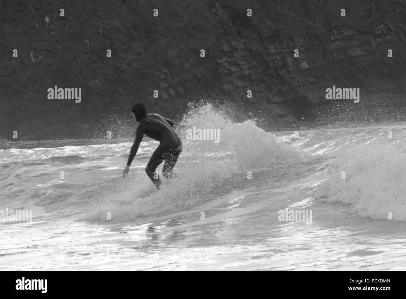 Good conditions for surfing in North Wales Stock Photo - Alamy