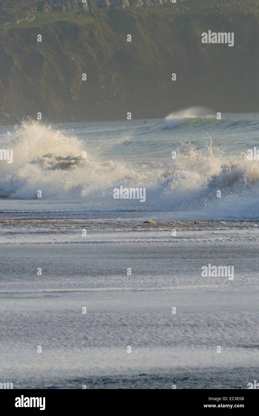 Good conditions for surfing in North Wales Stock Photo - Alamy