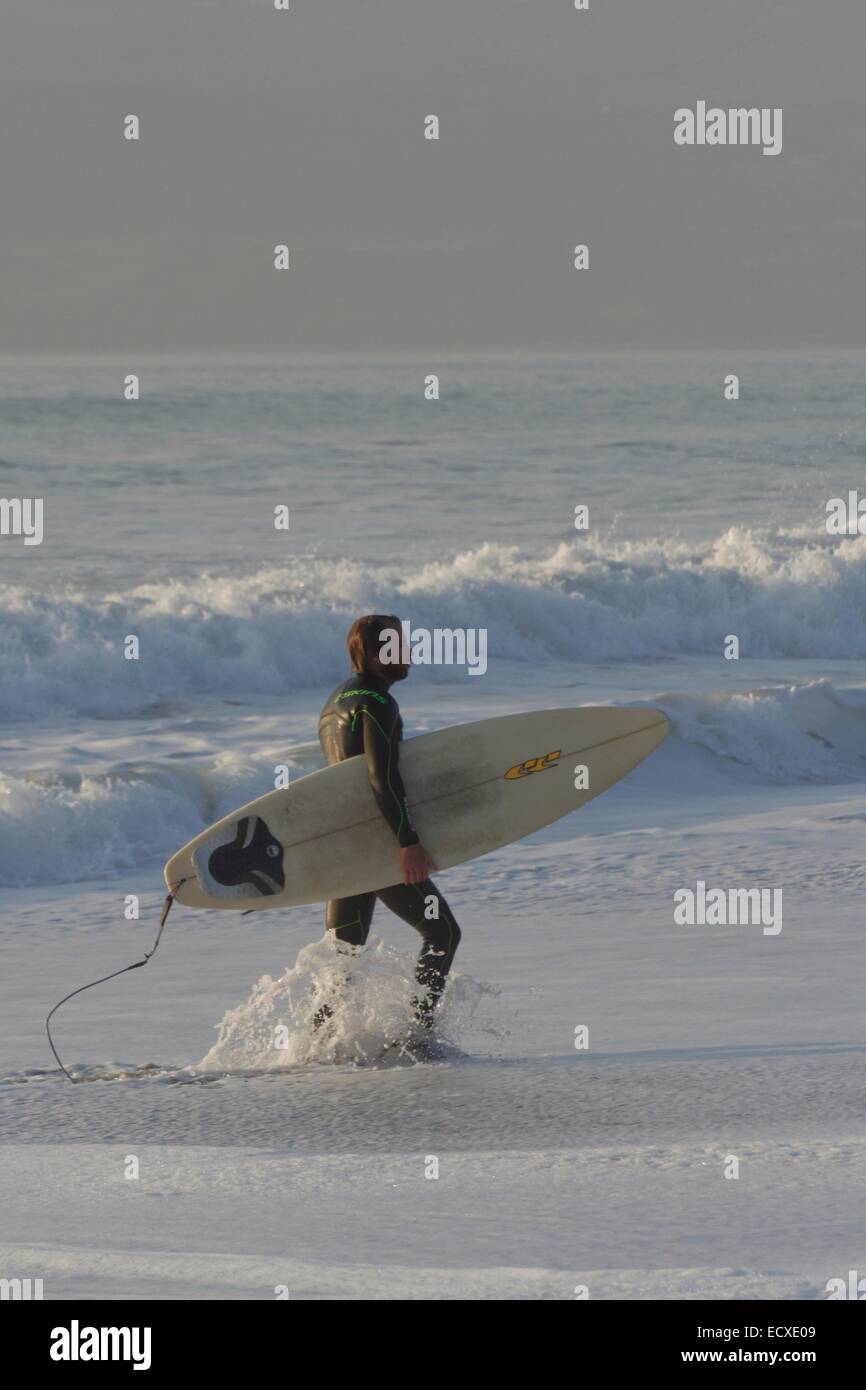 Good conditions for surfing in North Wales Stock Photo - Alamy