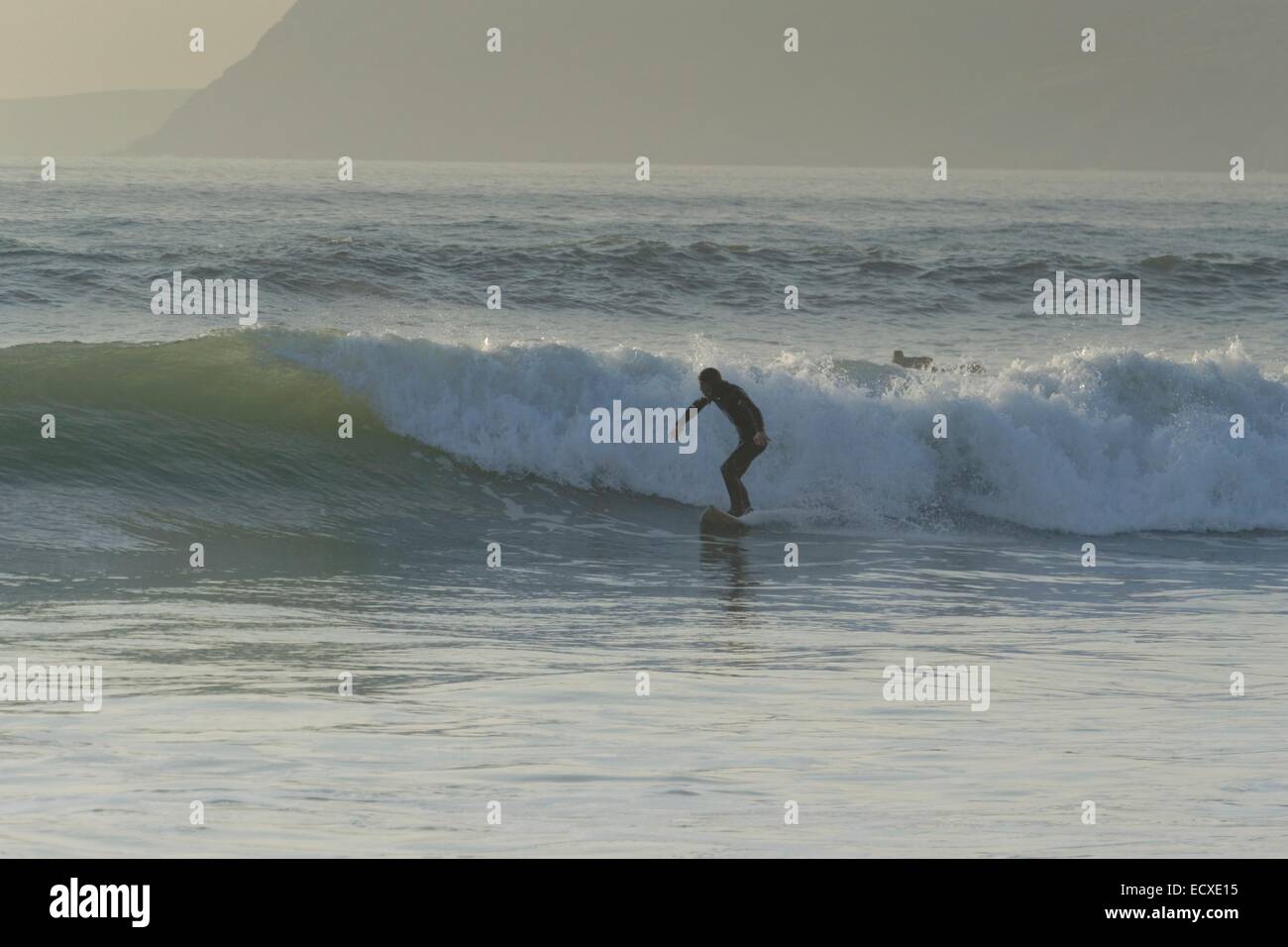 Good conditions for surfing in North Wales Stock Photo - Alamy