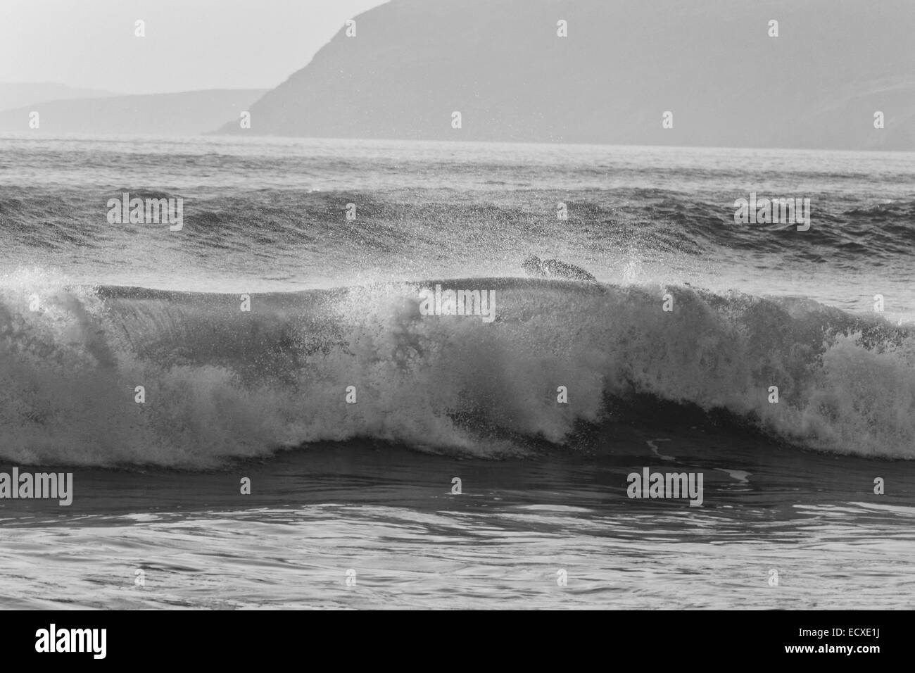 Good conditions for surfing in North Wales Stock Photo - Alamy