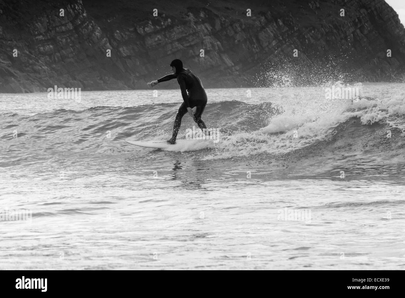 Welsh surf beach Black and White Stock Photos & Images - Alamy