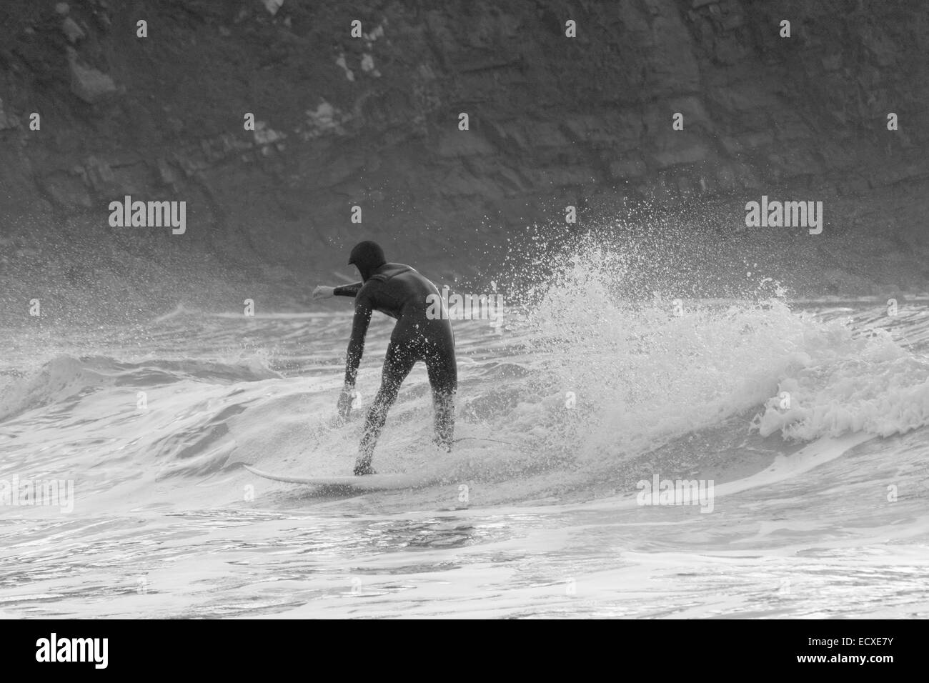 Good conditions for surfing in North Wales Stock Photo - Alamy