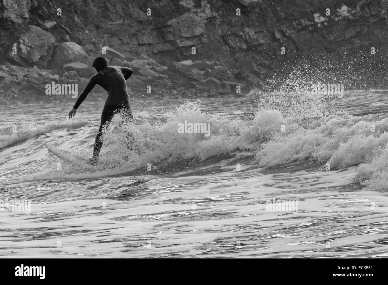 Good conditions for surfing in North Wales Stock Photo - Alamy