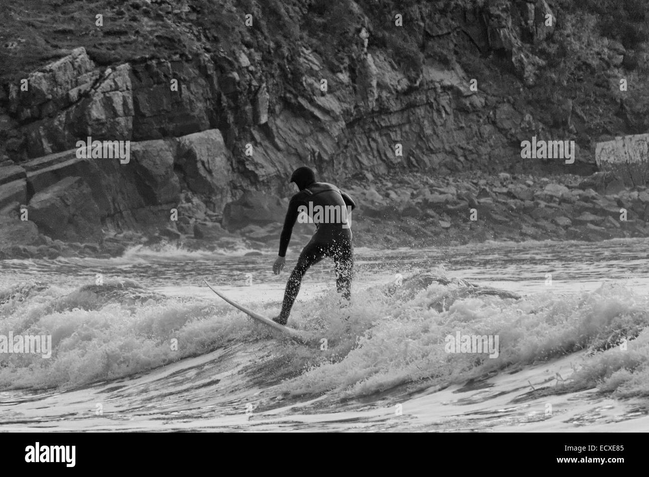 Good conditions for surfing in North Wales Stock Photo - Alamy