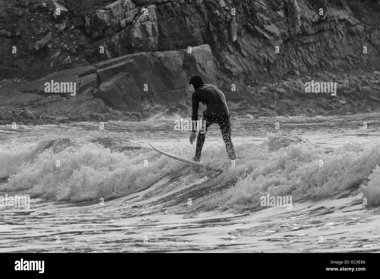 Good conditions for surfing in North Wales Stock Photo - Alamy