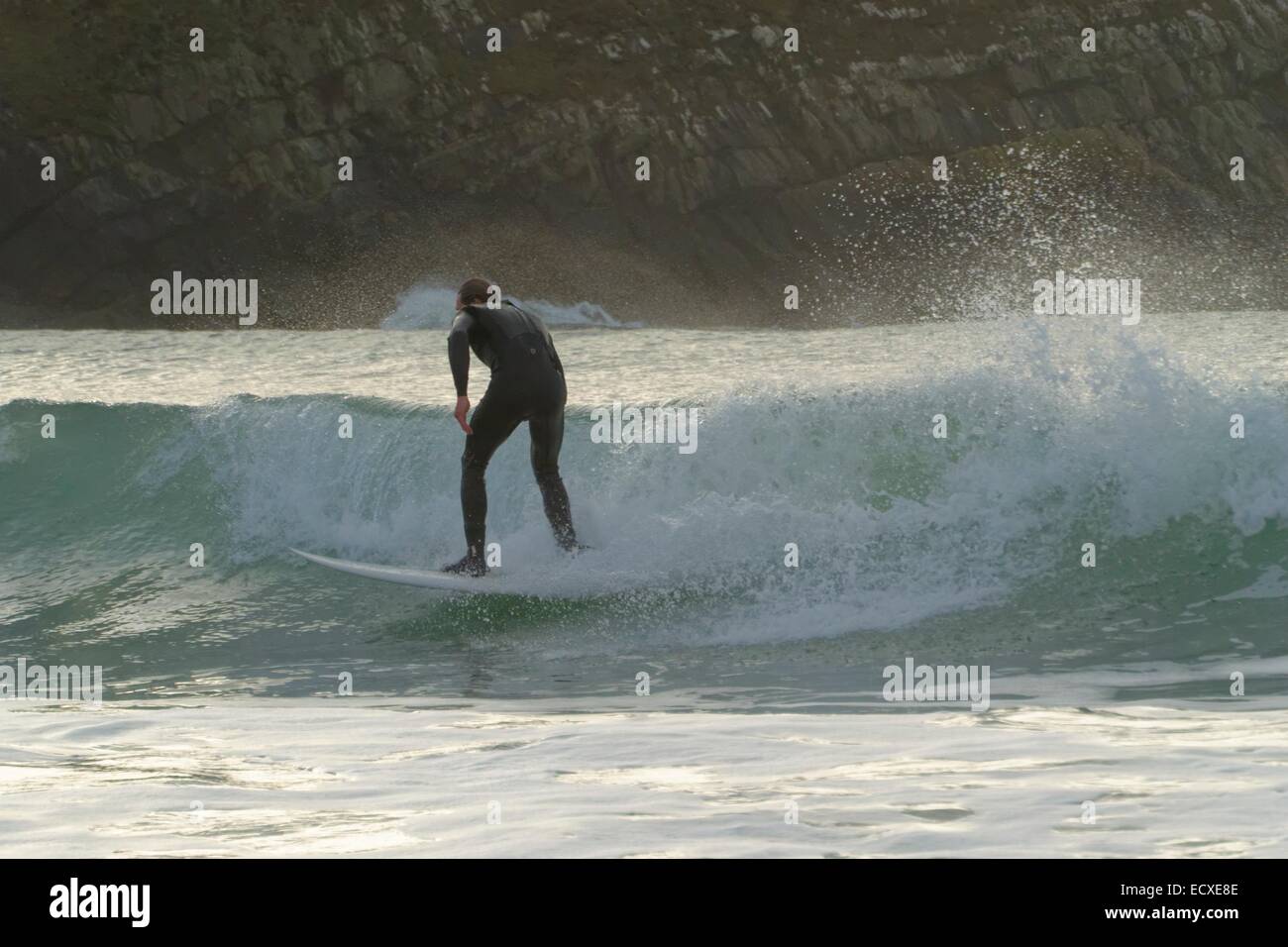 Good conditions for surfing in North Wales Stock Photo - Alamy