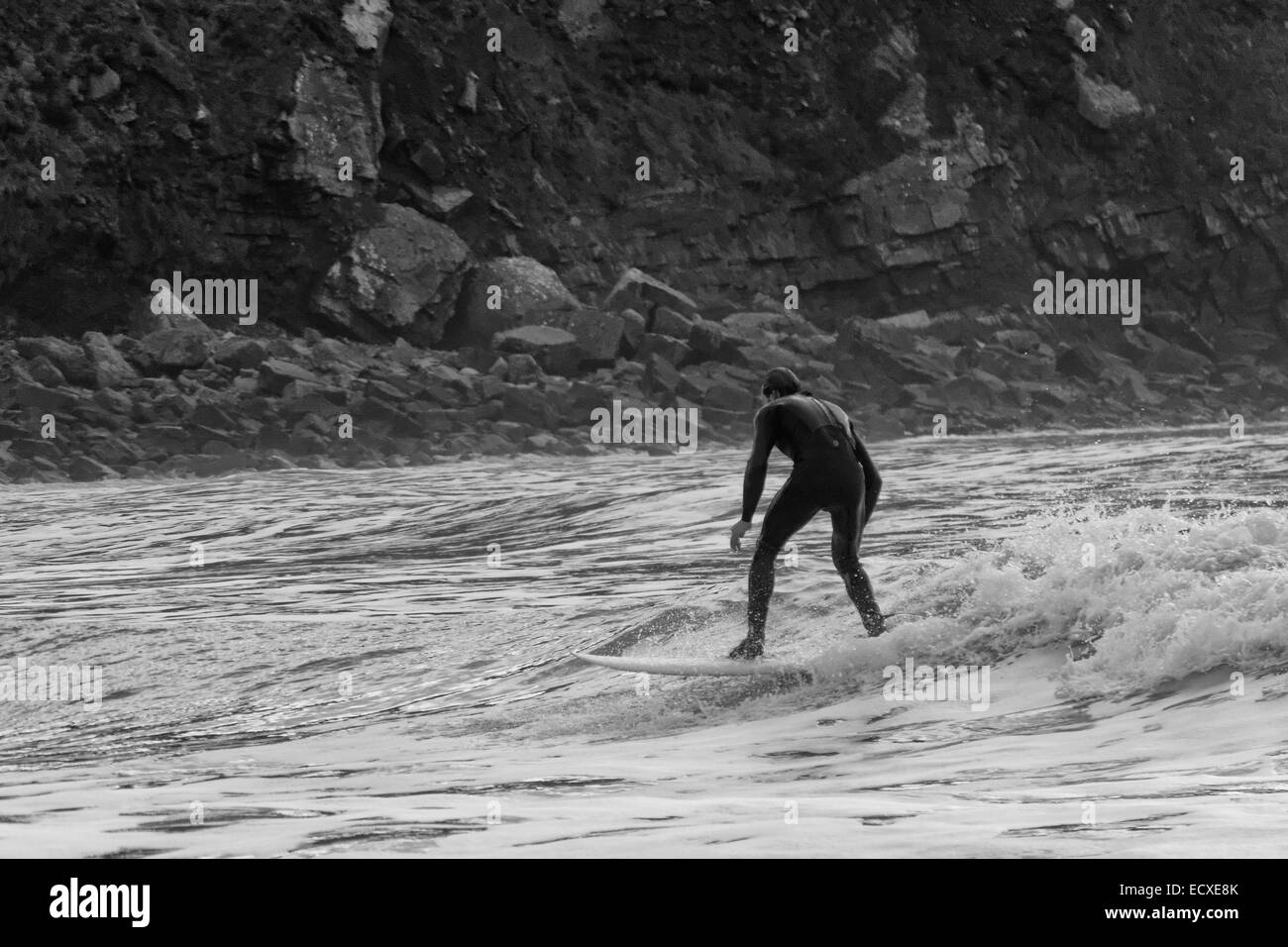 Surfing in wales Black and White Stock Photos & Images - Alamy